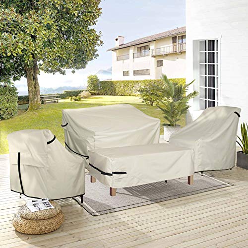 Porch Shield Patio Coffee Table Cover - Waterproof 600D Outdoor Furniture Rectangular Small Table Covers 40 x 22 inch, Beige