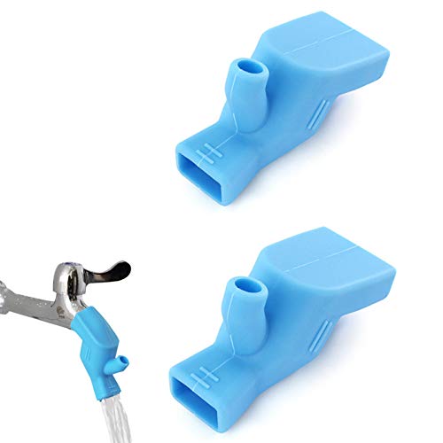 HO BEAR 2Pcs Silicone Faucet Extender Food-Grade Water Spout Cover Tooth Brushing Gargle Hand Washing Extender for Home Bathroom Kitchen Sink 2 Blue, 7x2.5cm