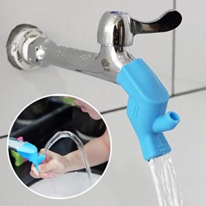 HO BEAR 2Pcs Silicone Faucet Extender Food-Grade Water Spout Cover Tooth Brushing Gargle Hand Washing Extender for Home Bathroom Kitchen Sink 2 Blue, 7x2.5cm