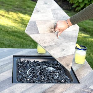 Endless Summer, The Harper, Square 30" Outdoor Propane Fire Pit, Includes Black Fire Glass, Table Insert, and Protective Cover