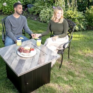 Endless Summer, The Harper, Square 30" Outdoor Propane Fire Pit, Includes Black Fire Glass, Table Insert, and Protective Cover