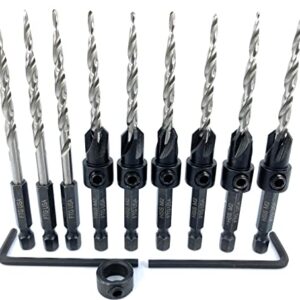 FTG USA Countersink Drill Bit Set 6 Pc #8 (11/64") Wood Countersink Drill Bit Pro Pack Countersink Set, with 3 Replacement Tapered Countersink Bits #8 (11/64"), 1 Stop Collar, 2 Hex Wrench