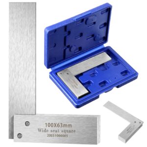 engineer square machinist square set mechanical steel high precision square woodworking wide base square tool wide sitting angle square l-type measuring tool for engineer student (4 x 2.5 inch)