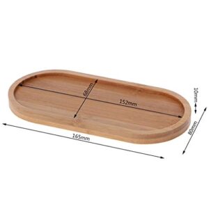 JKPOWER Oval Shape Bamboo Wood Saucer Plant Tray Mini Plant Flower Pot Stand Favor Succulent Pot Tray Simple Elegant Design Home Balcony Decor