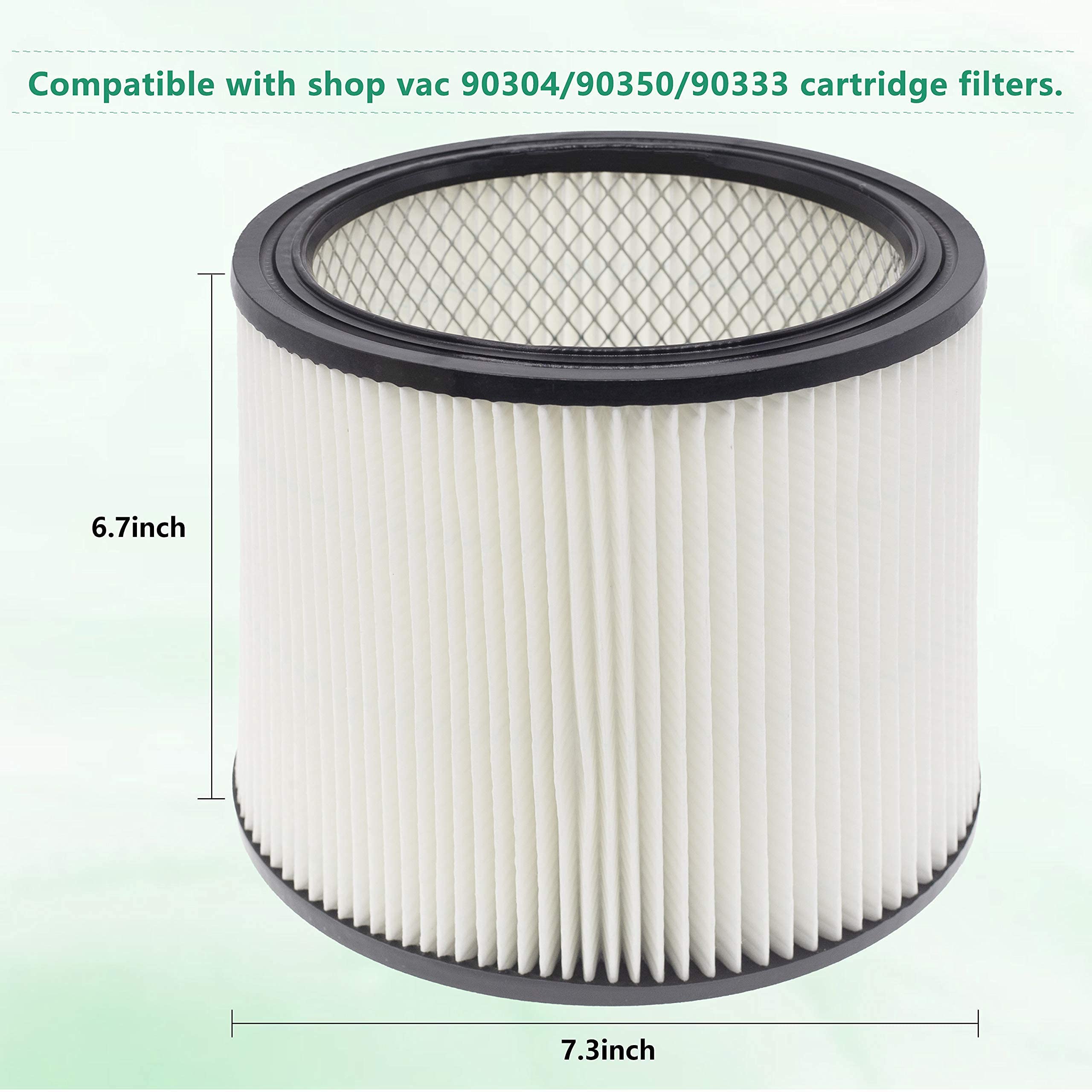 90304 90350 Shop Vac HEPA Cartridge Replacement Filter, Compatible with Shop Vac 90350 90304 90333 Vacuum Cleaner, fits Most Wet/Dry 5 Gallon and Above, 1 Pack