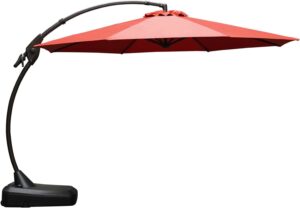 grand patio deluxe napoli 12ft patio umbrella, curvy aluminum cantilever umbrella with base, round large offset umbrellas for garden deck pool(canvas henna, 12 ft-sunbrella)