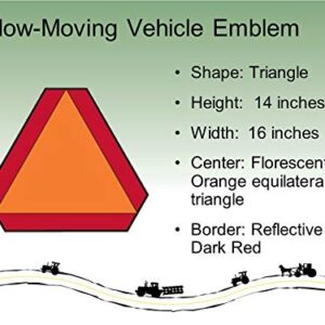 2-Pack Slow Moving Vehicle Triangle Safety Sign,14"x16" Plastic, Highly Visible, Engineering Grade Reflective for Golf Cart