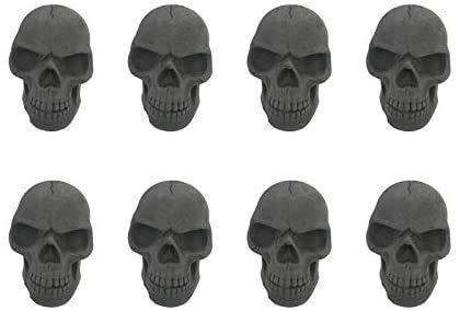 Vinyl Etchings 8pcs Imitated Human Skull Gas Log for Indoor or Outdoor Fireplaces, Fire Pits Halloween Decor