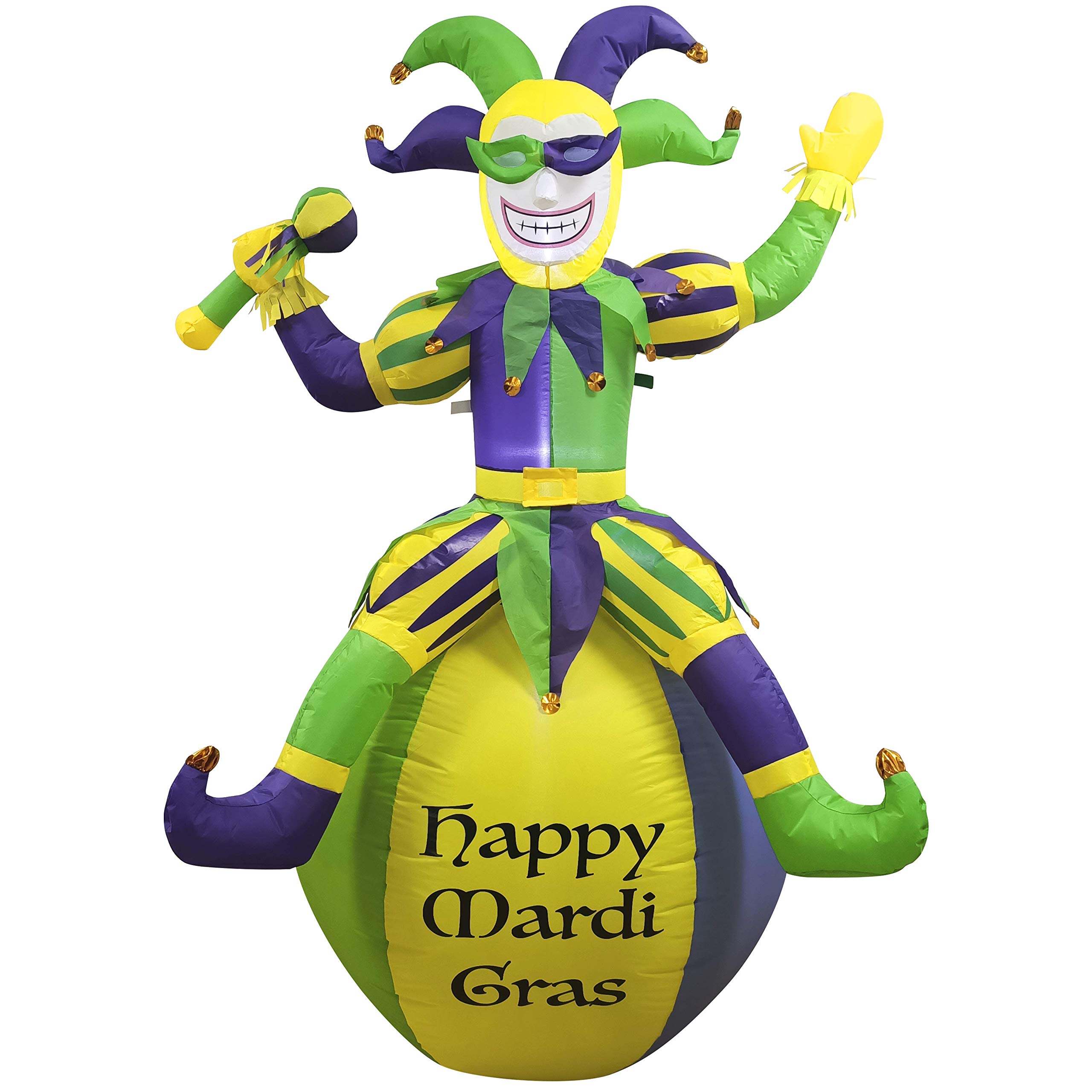 Joiedomi 6 FT Tall Jester On Ball Mardi Gras Inflatable Yard Decoration