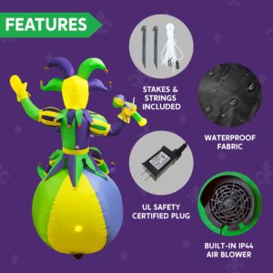 Joiedomi 6 FT Tall Jester On Ball Mardi Gras Inflatable Yard Decoration