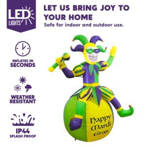 Joiedomi 6 FT Tall Jester On Ball Mardi Gras Inflatable Yard Decoration