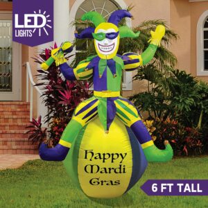 Joiedomi 6 FT Tall Jester On Ball Mardi Gras Inflatable Yard Decoration