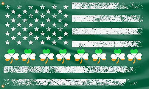 Gormcore Happy St. Patrick's Day Flag American Flag Lucky Banner Flag with Brass Grommets,Outdoor Sign House Banner Polyester Yard Lawn Outdoor Decor 3x5 Ft