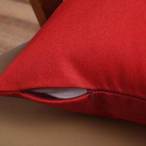 2 Pieces Outdoor Throw Pillow Covers Patio Balcony Waterproof Cushion Covers PU Fall Coating Pillow Shell Square Garden Cushion Case for Sofa Tent Couch Bed 18 x 18 Inch (Red)