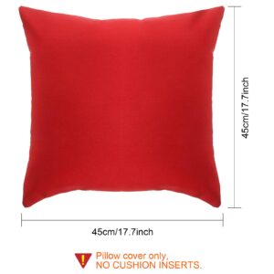 2 Pieces Outdoor Throw Pillow Covers Patio Balcony Waterproof Cushion Covers PU Fall Coating Pillow Shell Square Garden Cushion Case for Sofa Tent Couch Bed 18 x 18 Inch (Red)