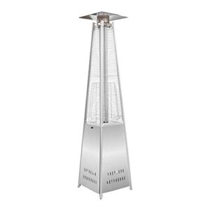 luckyermore pyramid patio propane heater, 42,000 btu heavy duty quartz glass tube flame heater with wheels propane, stainless steel