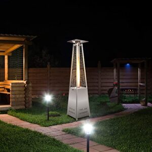 LUCKYERMORE Pyramid Patio Propane Heater, 42,000 BTU Heavy Duty Quartz Glass Tube Flame Heater with Wheels Propane, Stainless Steel