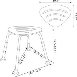 SUMGREEN Adjustable Bamboo Shower Seat, Waterproof Fanshaped Shower Stool for Elderly and Adults W/Slip-Resistant Rubber, 19.7" Lx 13.7" Wx （14"-20.7"） H (Wooden)