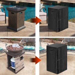 WOMACO Patio Fire Column Cover 21 Inch Waterproof Outdoor Tall Fire Pit Mini Fridge Covers for Outside Propane Fire Column Protector Water-Resistant Refrigerator Cover (21" L x 21" W x 35" H, Black)