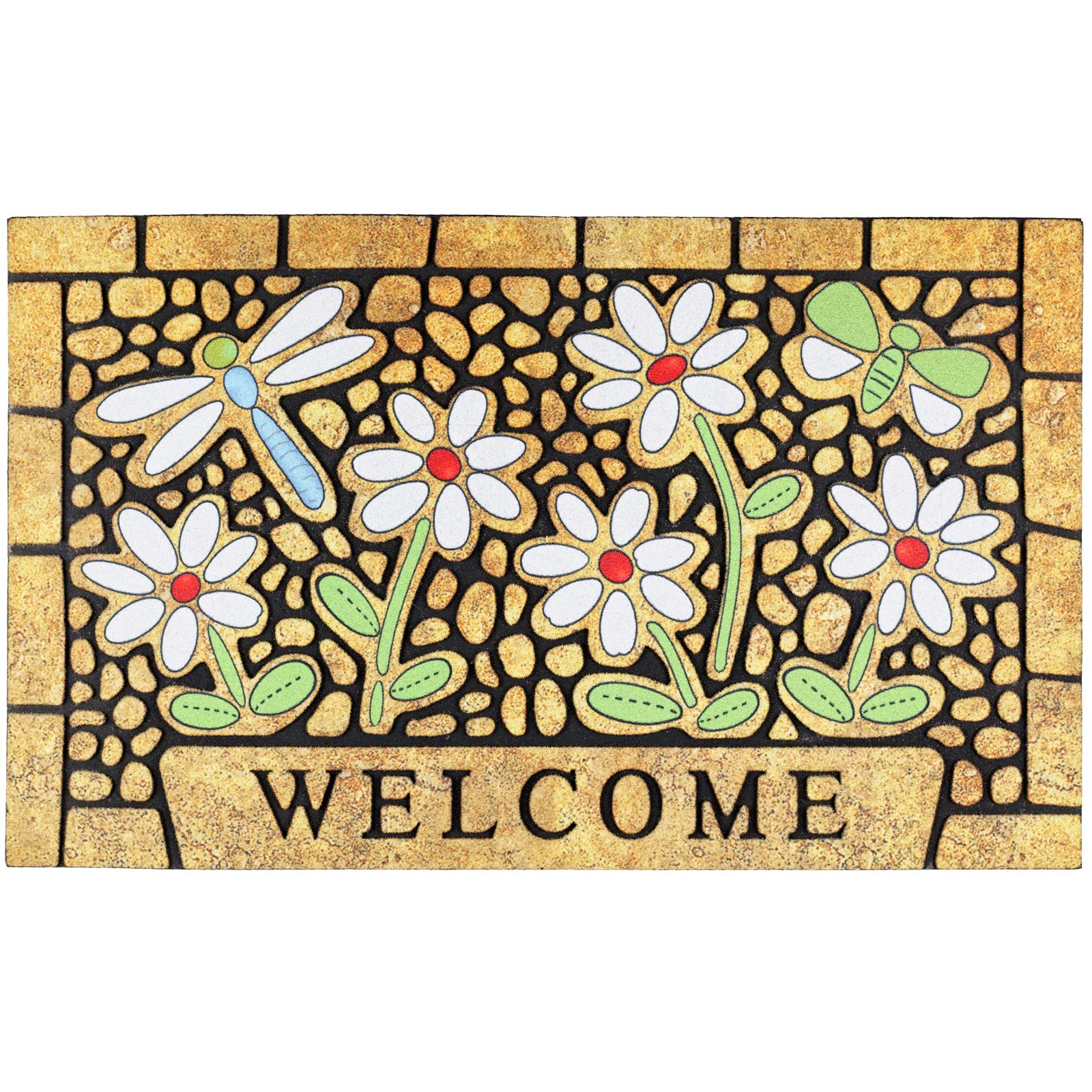 CHICHIC Door Mat, Welcome Mat 17x 30 Inch Front Door Mat Outdoors for Home Entrance Outdoors Mat for Outside Entry Way Doormat Entry Rugs, Heavy Duty Non Slip Rubber Back Low Profile, Dragonfly