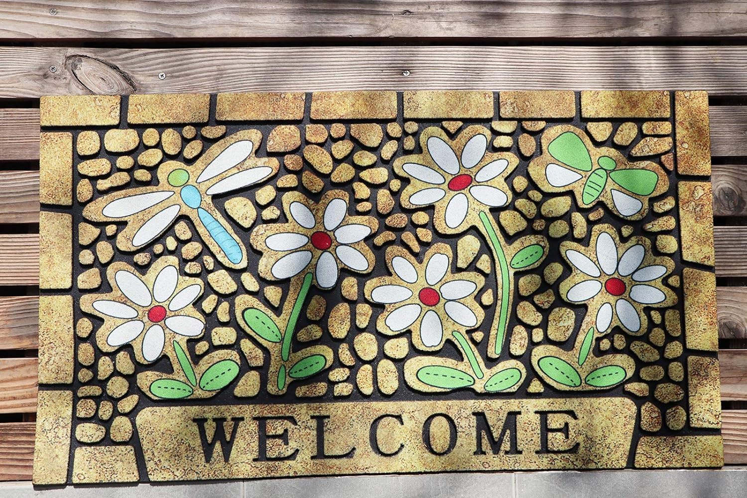 CHICHIC Door Mat, Welcome Mat 17x 30 Inch Front Door Mat Outdoors for Home Entrance Outdoors Mat for Outside Entry Way Doormat Entry Rugs, Heavy Duty Non Slip Rubber Back Low Profile, Dragonfly