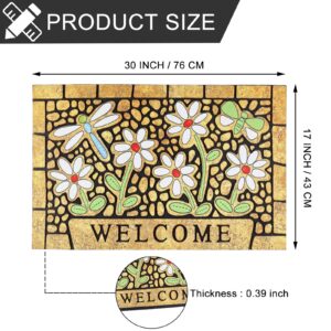 CHICHIC Door Mat, Welcome Mat 17x 30 Inch Front Door Mat Outdoors for Home Entrance Outdoors Mat for Outside Entry Way Doormat Entry Rugs, Heavy Duty Non Slip Rubber Back Low Profile, Dragonfly