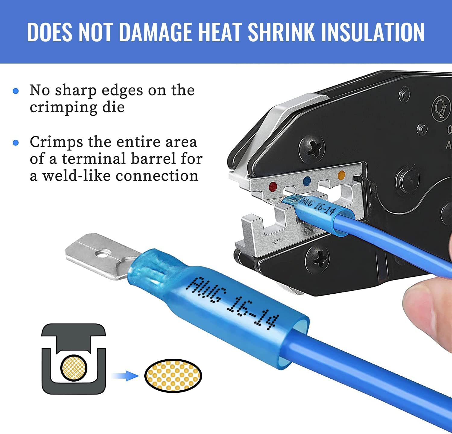 Crimping Tool Qibaok Ratcheting Wire Crimper for Heat Shrink Connectors with 250pcs Heat Shrink Wire Connectors for AWG 20-10