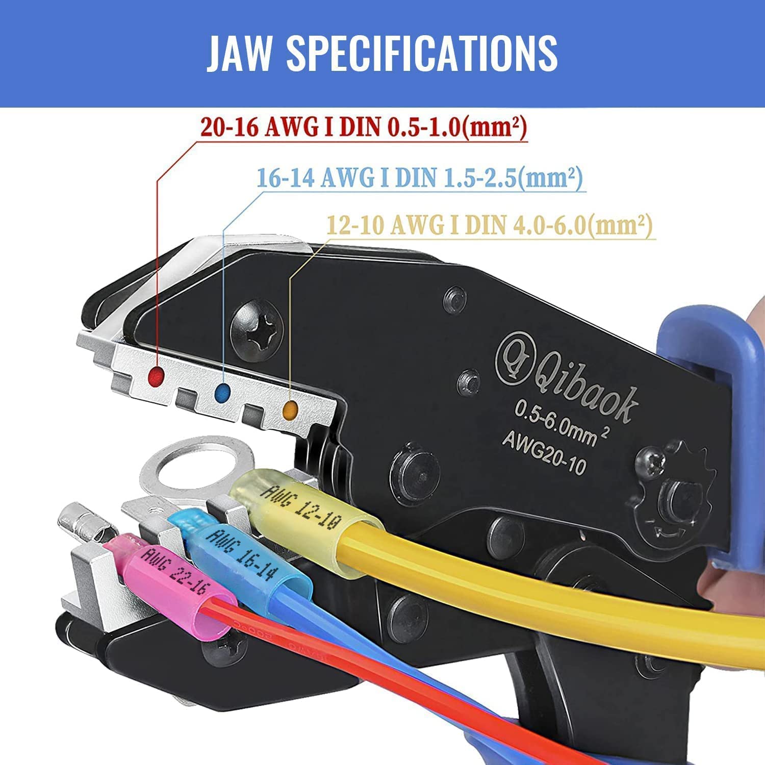 Crimping Tool Qibaok Ratcheting Wire Crimper for Heat Shrink Connectors with 250pcs Heat Shrink Wire Connectors for AWG 20-10