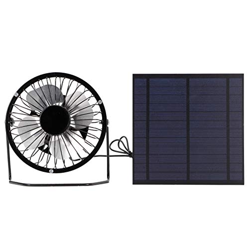 Solar Powered Fan, 5W Cooling Fan with Mini Solar Panel Mini Ventilator Fan Solar Panel Set for Greenhouse Dog Houses Trailers Rvs