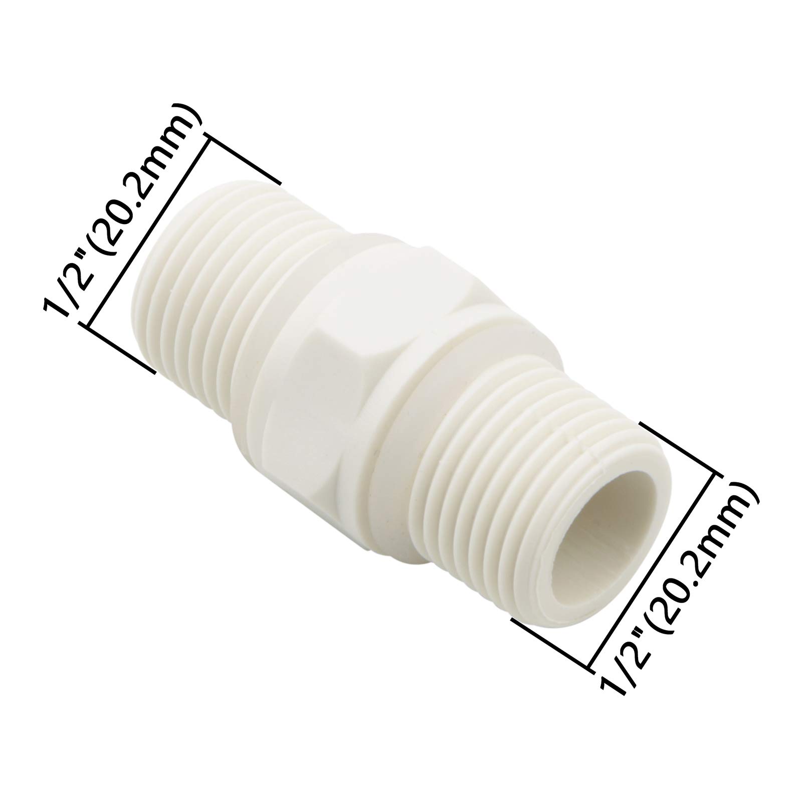 5 PCS 1/2" to 1/2" Male Nylon Pipe Connect Quick Fitting for RO System Water Filter