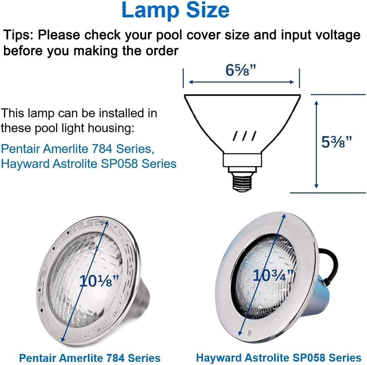 XIUBE Blue Pool Led Light Bulb for Inground Pool 120V 40W Underwater Swimming Pool Replacement Light Bulb for Pentair & Hayward Hot Tub Fixture Up to 300-600W Traditional Bulb E26 Base