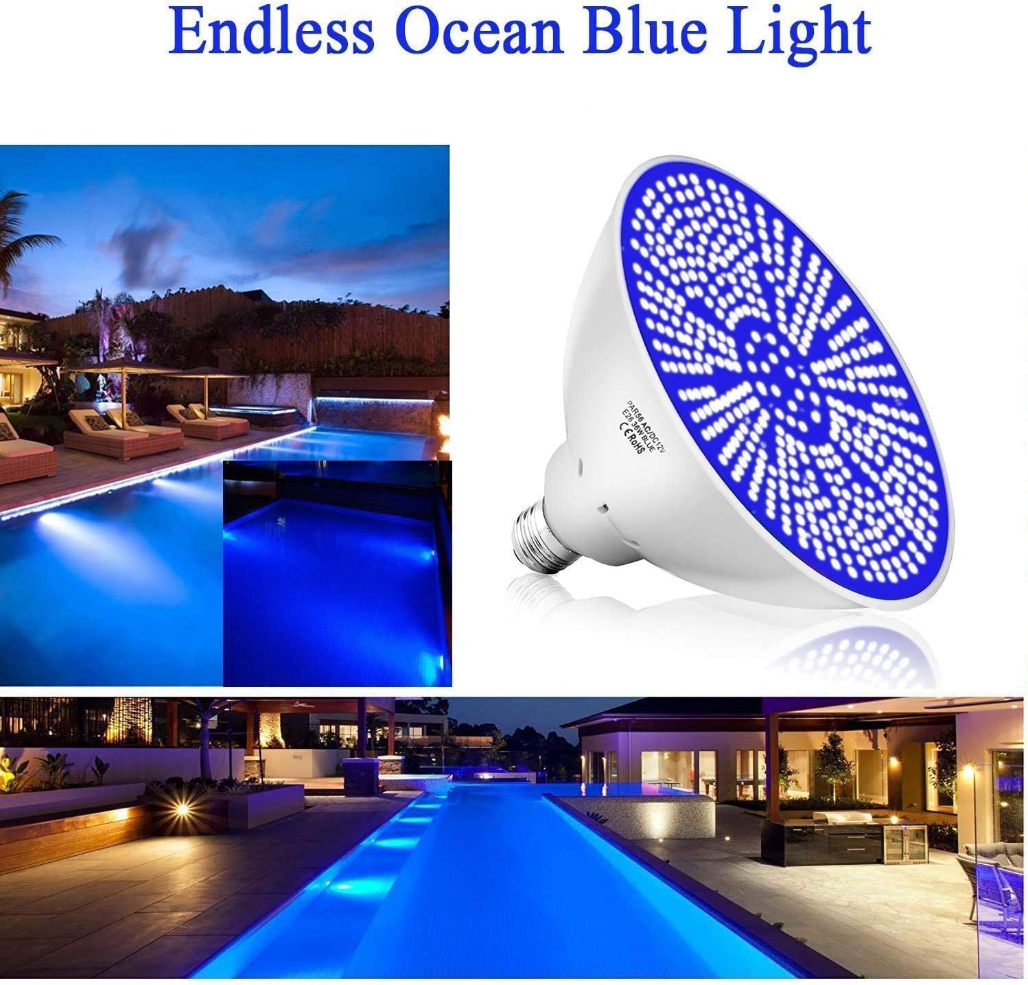 XIUBE Blue Pool Led Light Bulb for Inground Pool 120V 40W Underwater Swimming Pool Replacement Light Bulb for Pentair & Hayward Hot Tub Fixture Up to 300-600W Traditional Bulb E26 Base