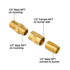 Stanbroil Liquid Propane Fire Pits 1/2" Air Mixer Valve, Solid Brass High Capacity 90K BTU