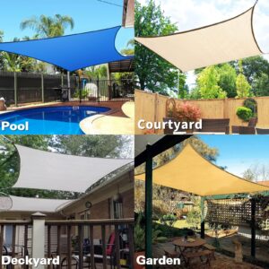 KANAGAWA Sun Shade Sail 12'x16' Sand Rectangle UV Block Canopy Awning Shelter Fabric Cloth Screen for Outdoor Patio Garden Backyard Activities