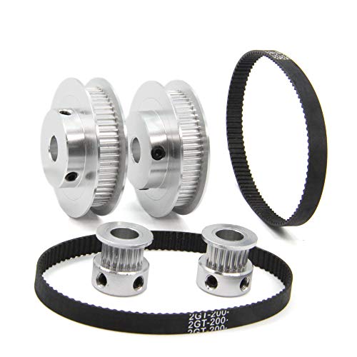 Zeberoxyz 2PCS Set GT2 Synchronous Wheel 20&60 Teeth 8mm Bore Aluminum Timing Pulley with 2PCS Length 200mm Width 6mm Belt (20-60T-8B-6)