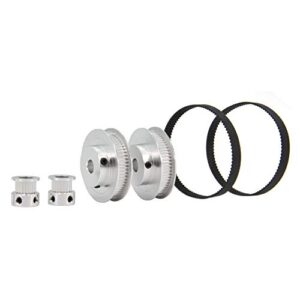 Zeberoxyz 2PCS Set GT2 Synchronous Wheel 20&60 Teeth 8mm Bore Aluminum Timing Pulley with 2PCS Length 200mm Width 6mm Belt (20-60T-8B-6)