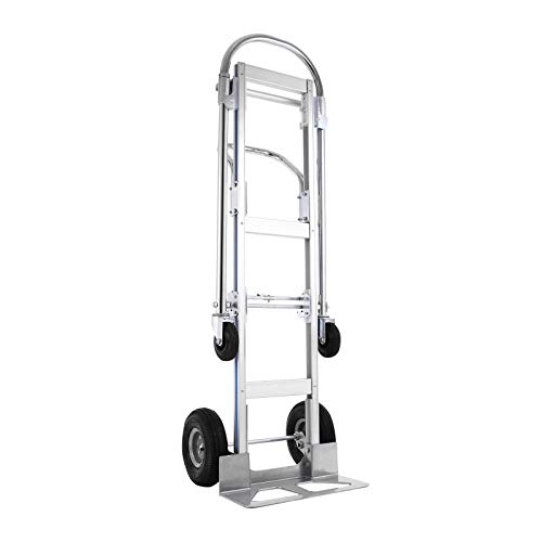 Hihone 880lbs Aluminum Hand Truck, 2 in 1 Heavy Duty Convertible Folding Hand Truck, with 10" Rubber Pneumatic Wheels, Assisted Hand Truck Flatform Cart