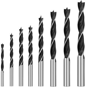 kewayo brad point drill bits, 8 pcs 3-10mm spiral twist wood drill bits set for soft, drill set for wood, wood bits set,drill bit set, bit for wood