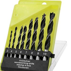 KEWAYO Brad Point Drill Bits, 8 PCS 3-10mm Spiral Twist Wood Drill Bits Set for Soft, Drill Set for Wood, Wood Bits Set,Drill Bit Set, Bit for Wood