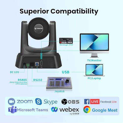 TONGVEO Conference Room HDMI 60fps USB3.0 Camera System with Bluetooth Microphone and Speaker | 3X Optical Zoom 1080P PTZ Video Camera Kit |with Speakerphone | for Church Home Office(UVC1.1)