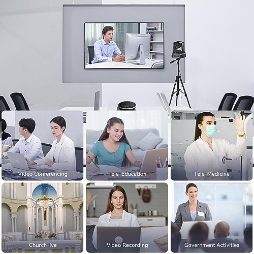 TONGVEO Conference Room HDMI 60fps USB3.0 Camera System with Bluetooth Microphone and Speaker | 3X Optical Zoom 1080P PTZ Video Camera Kit |with Speakerphone | for Church Home Office(UVC1.1)