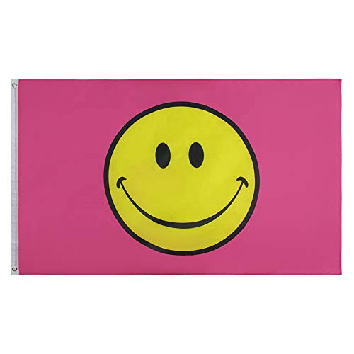 PringCor 3x5FT Flag Pink Happy Face Banner Dorm Bedroom Advertising USA