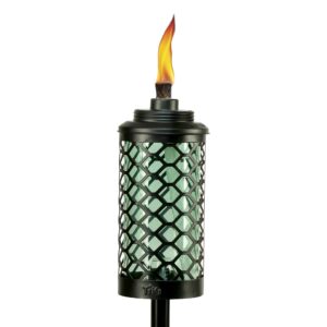 tiki brand honeycomb outdoor torch, blue - decorative outdoor lighting for patio, backyard, and lawn, 65 in, 1120112