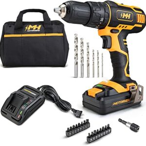 MOTORHEAD 20V ULTRA Cordless Drill Driver, Lithium-Ion, ½” Keyless Chuck, 16+1+1 Clutch, 2-Speed Transmission, Variable Speed Trigger, Built-in LED, 2Ah Battery, Charger, 22 Accessory Bits, USA-Based