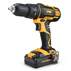 MOTORHEAD 20V ULTRA Cordless Drill Driver, Lithium-Ion, ½” Keyless Chuck, 16+1+1 Clutch, 2-Speed Transmission, Variable Speed Trigger, Built-in LED, 2Ah Battery, Charger, 22 Accessory Bits, USA-Based