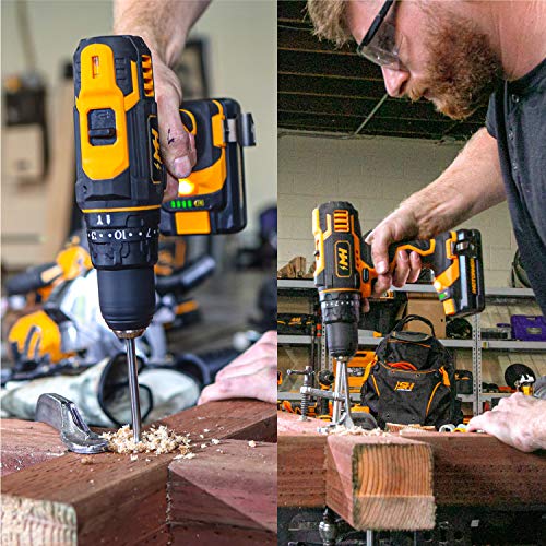 MOTORHEAD 20V ULTRA Cordless Drill Driver, Lithium-Ion, ½” Keyless Chuck, 16+1+1 Clutch, 2-Speed Transmission, Variable Speed Trigger, Built-in LED, 2Ah Battery, Charger, 22 Accessory Bits, USA-Based