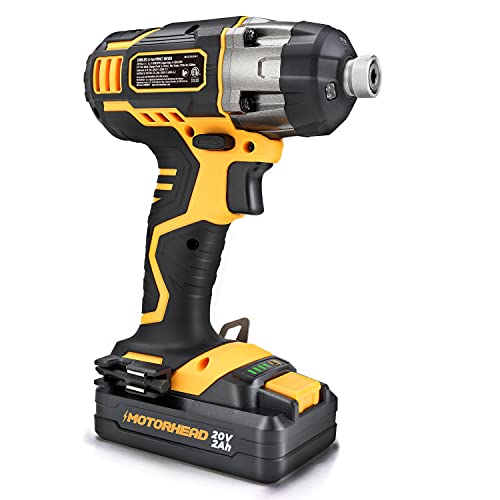 MOTORHEAD 20V ULTRA Cordless Impact Driver Kit, Lithium-Ion, ¼” All-Metal Hex Chuck, Tri-Beam LED, Variable Speed Trigger, 2Ah Battery & Quick Charger, Bag, 16 Accessory Bits, 3 Nut Drivers, USA-Based