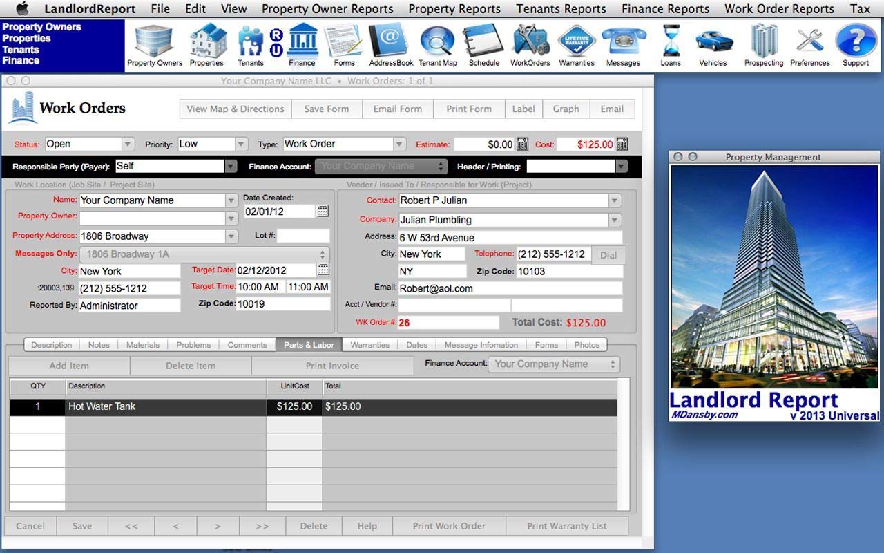 Property Management Software - Landlord Report (MAC/WIN) - Unlimited Units