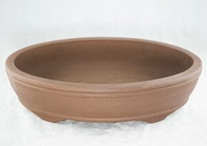 calibonsai oval yixing zisha bonsai/succulent pot + mesh 16 inch x 13 inch x 3.75 inch - brown