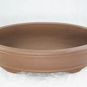 Calibonsai Oval Yixing Zisha Bonsai/Succulent Pot + Mesh 16 inch x 13 inch x 3.75 inch - Brown